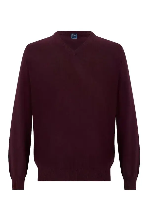 Fedeli V-neck Cashmere Sweater - Red