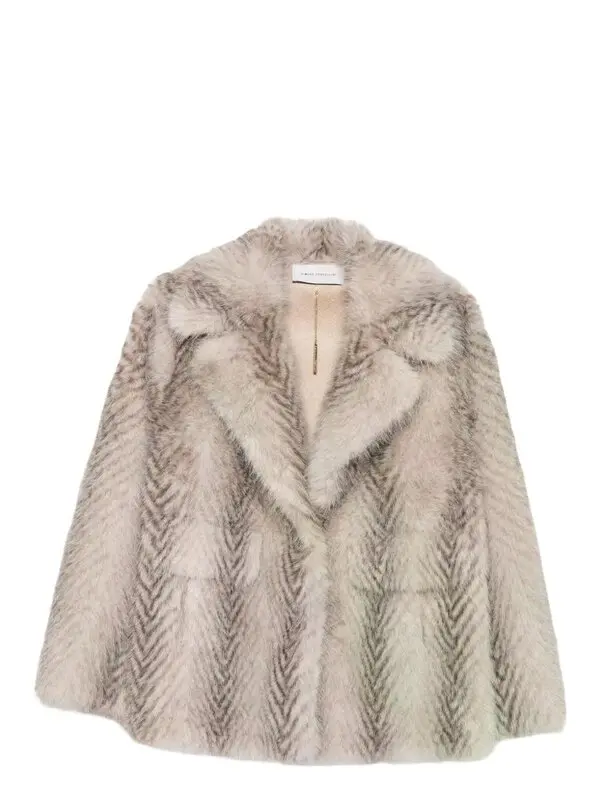 SIMONA CORSELLINI Flap-pocket Faux-fur Coat - Neutrals