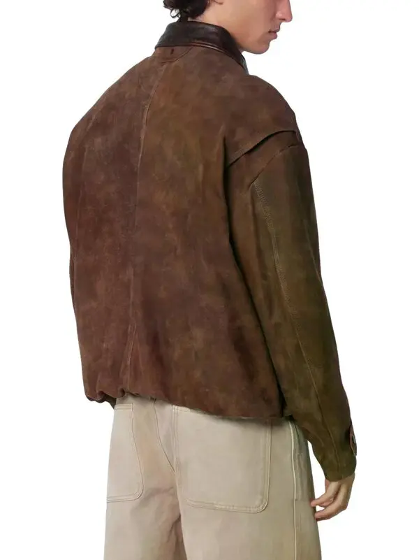 SALVATORE SANTORO Oversized Ovine Leather Jacket - Brown