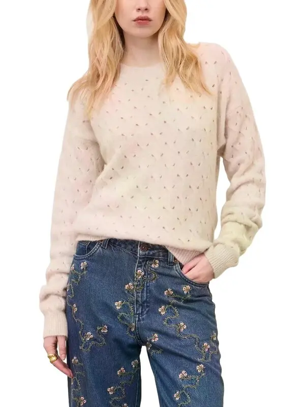 OTTOD'AME Pointelle-knit Long-sleeve Knit - Neutrals