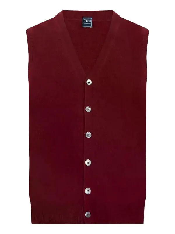 Fedeli Sleeveless V-neck Cardigan - Red