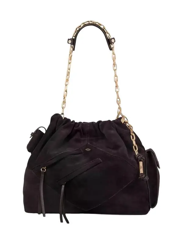 Ba&sh Chain-link Suede Shoulder Bag - Purple