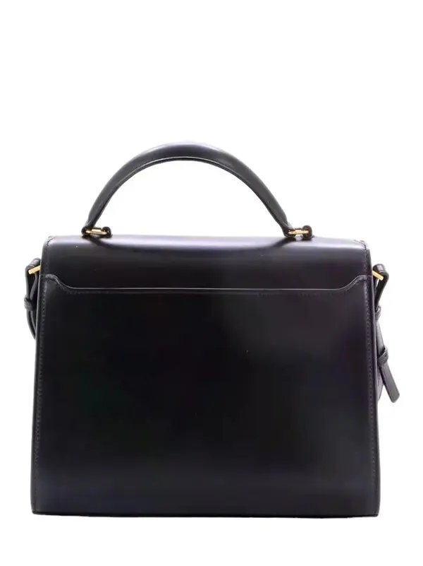 Saint Laurent Cassandra Top Handle Bag Leather Medium Satchel - Black