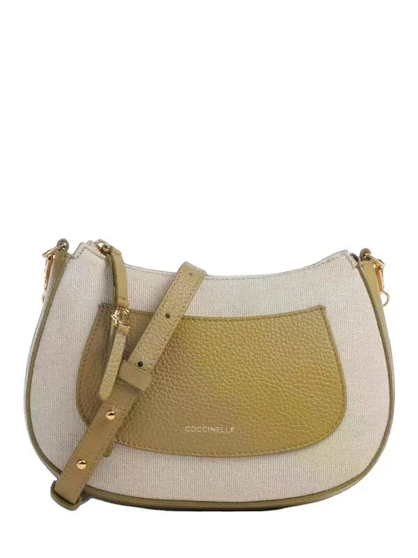 COCCINELLE Leather-trim Canvas Shoulder Bag - Neutrals