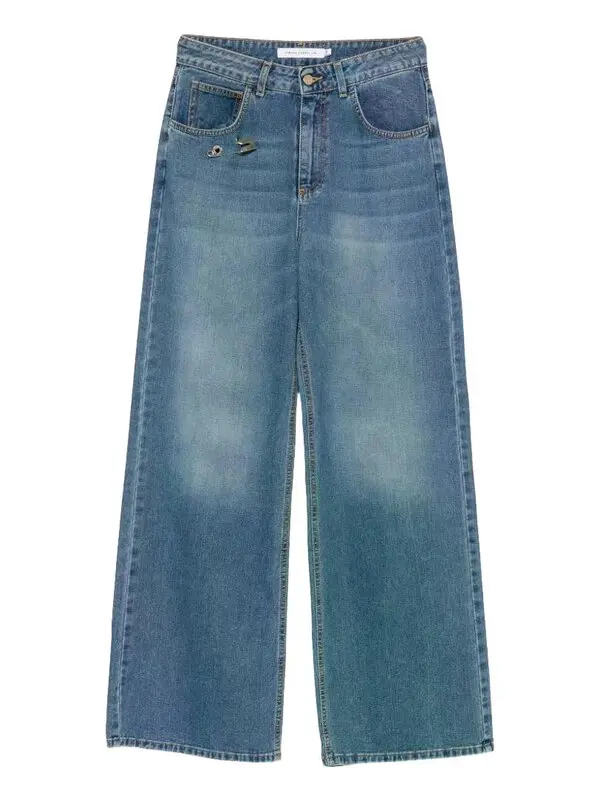SIMONA CORSELLINI Safety-pin Wide-leg Jeans - Blue
