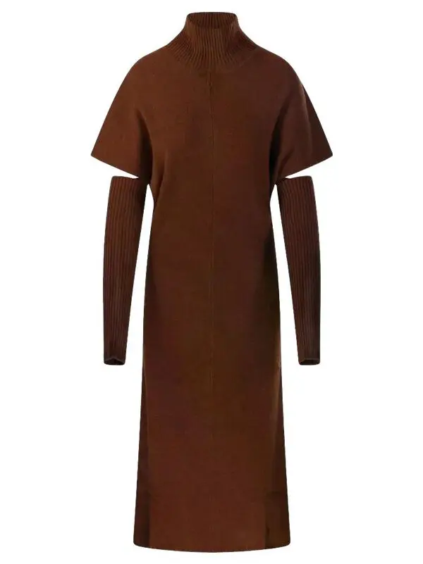 Federica Tosi Cut-out High-neck Midi Dress - Brown