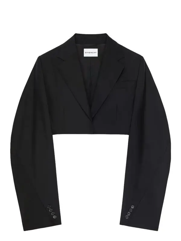 Givenchy Cropped Cocoon Jacket In Wool And Mohair - Black