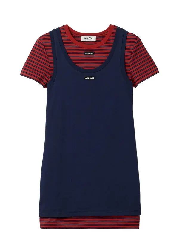 Miu Miu Jersey Dress - Ruby / Blue