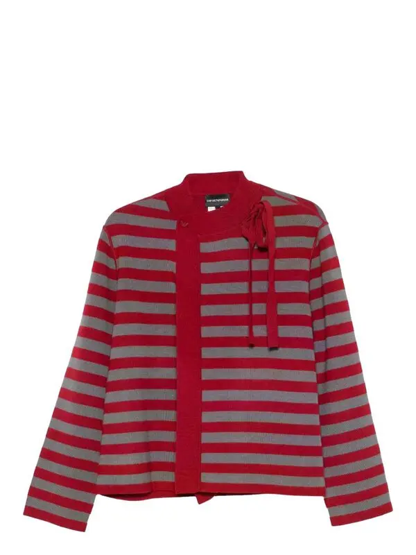 Emporio Armani Striped Pussy-bow Cardigan - Red