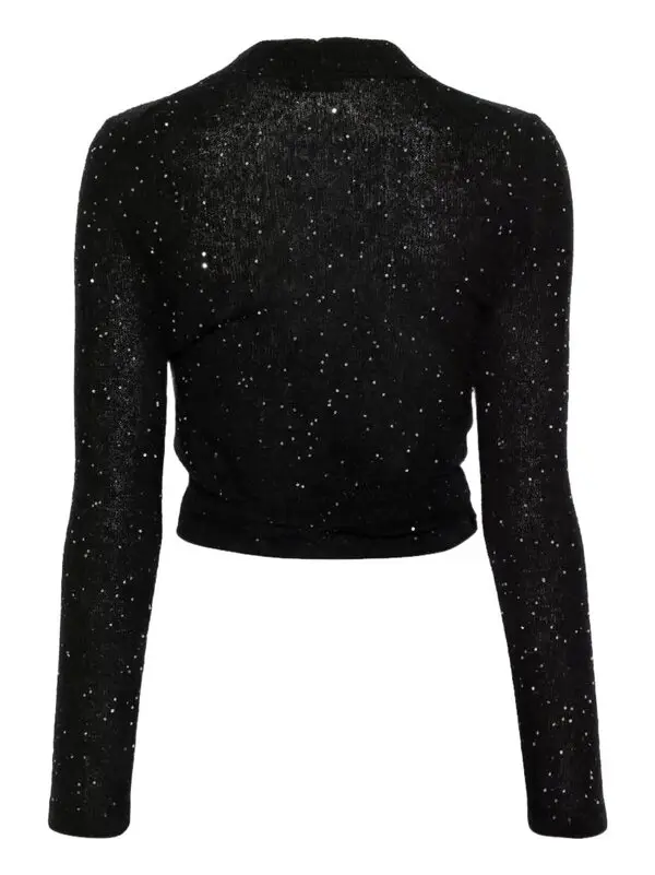 GENTRYPORTOFINO Sequin-embellished Wrap Cardigan - Black