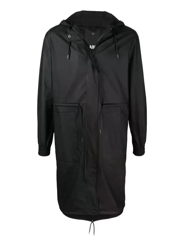 Rains Drawstring Hooded Raincoat - Black