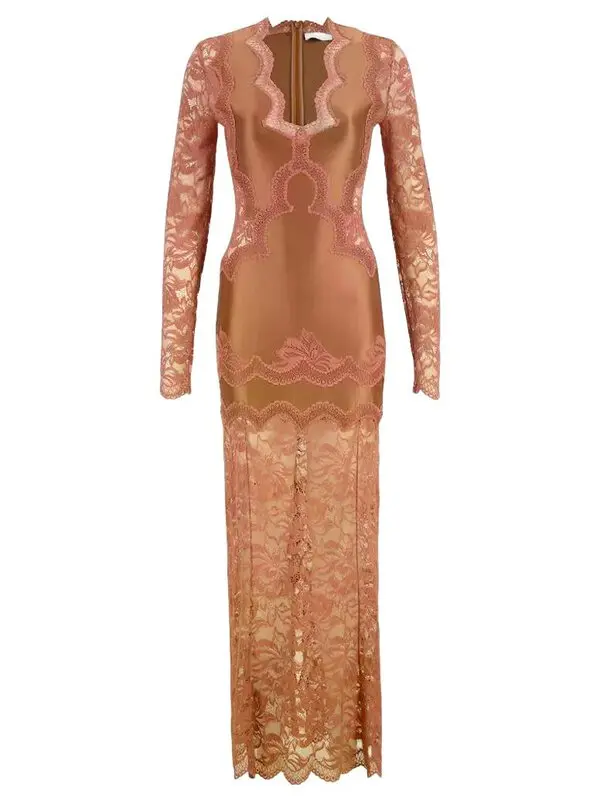 Rabanne Lace-panelled V-neck Maxi Dress - Neutrals