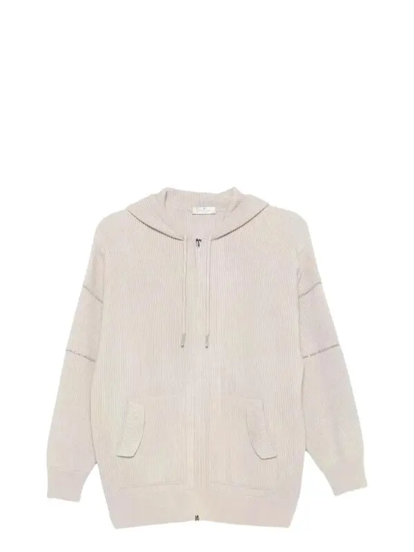 PANICALE Ribbed-knit Zip-up Hoodie - Neutrals