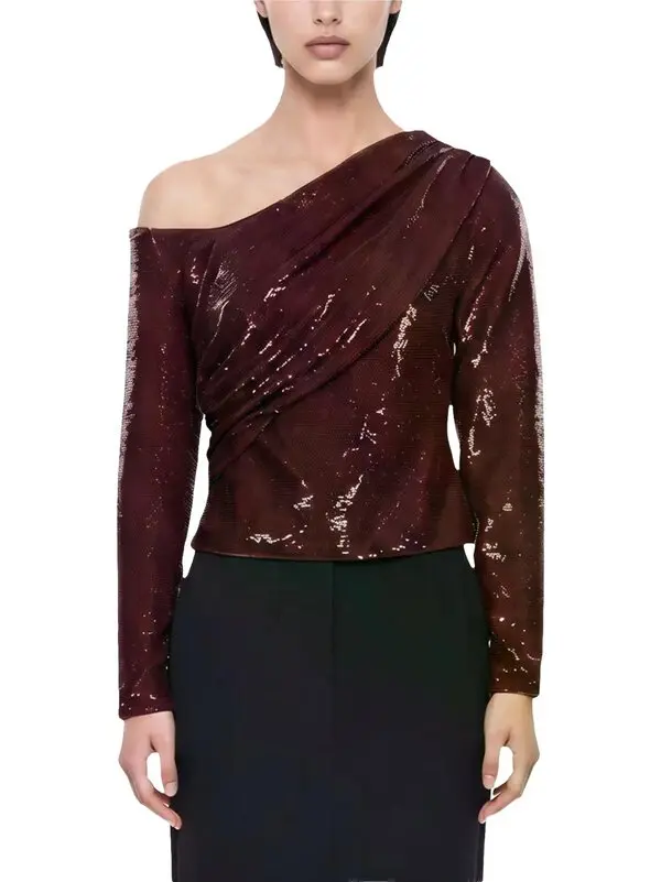 Roland Mouret Sequin-embellished Draped Top - Red