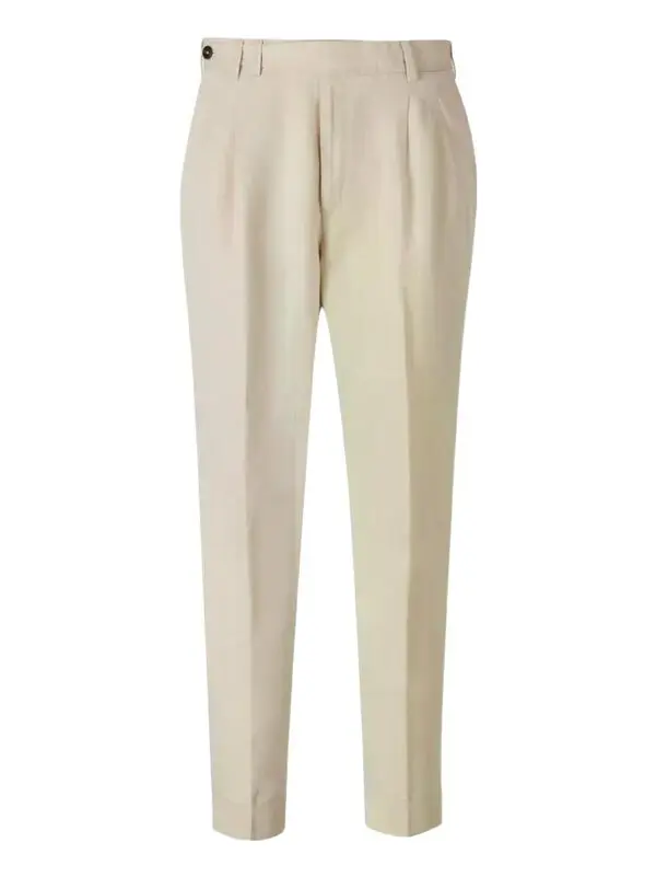 PT TORINO Pleated Turn-up Trousers - Neutrals