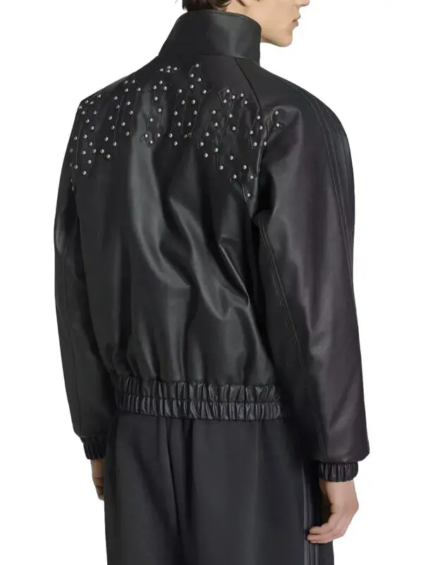 Adidas Studded Logo-patch Bomber Jacket - Black