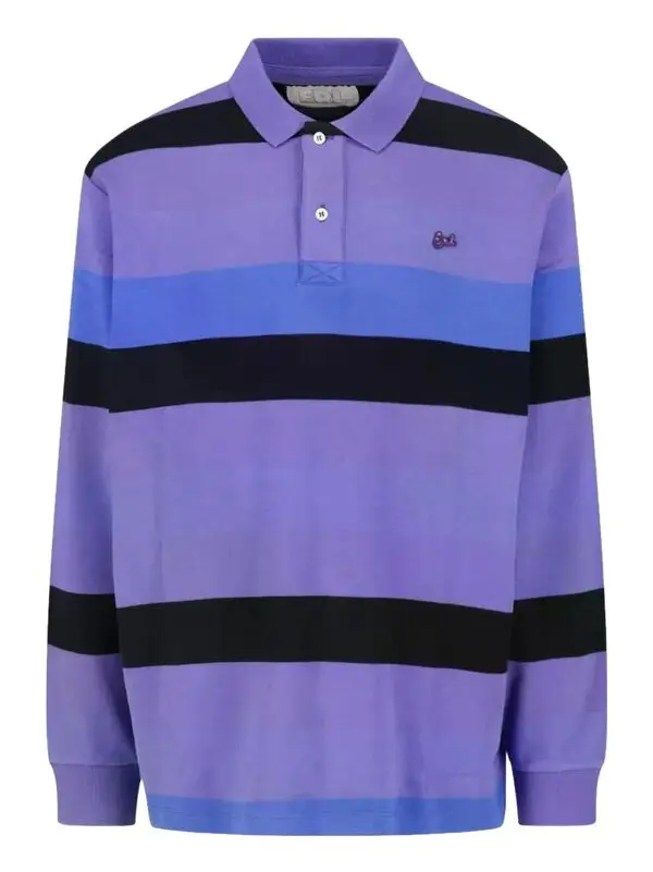 ERL Striped Long-sleeved Polo Shirt - Purple