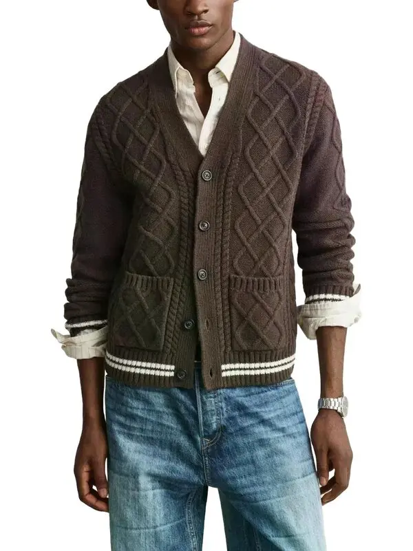 Gant Cable-knit Wool Cardigan - Brown