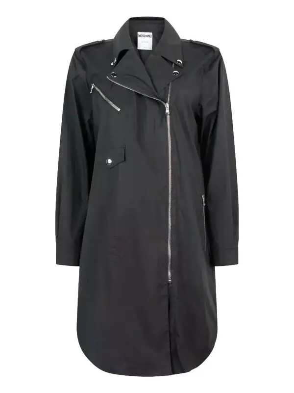 Moschino Asymmetric Zip-fastening Coat - Black
