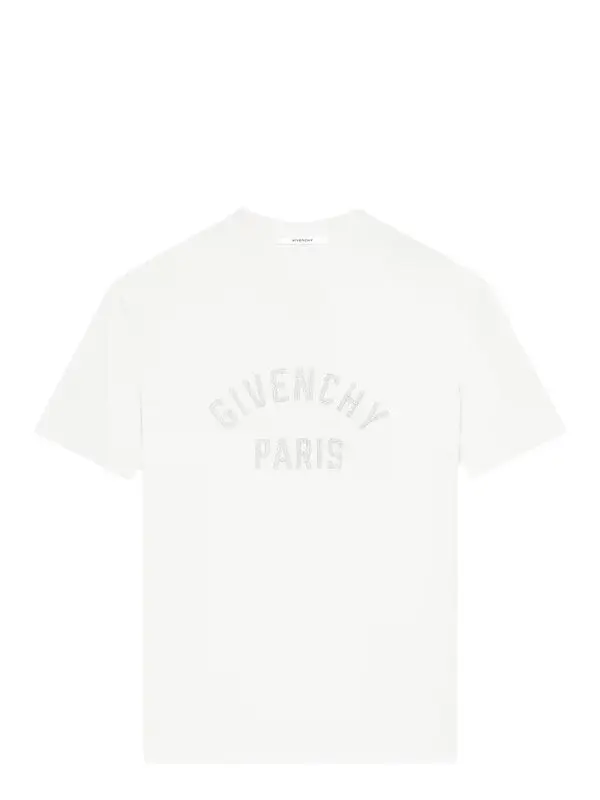 Givenchy T-shirt In Knit With Paris Pearl Embroidery - Neutrals