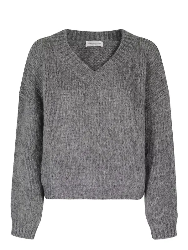 ROBERTO COLLINA Chunky-knit V-neck Sweater - Grey