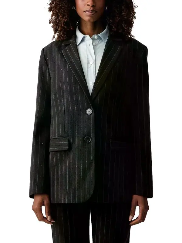TWINSET Pinstripe Sequin-embellished Blazer - Black