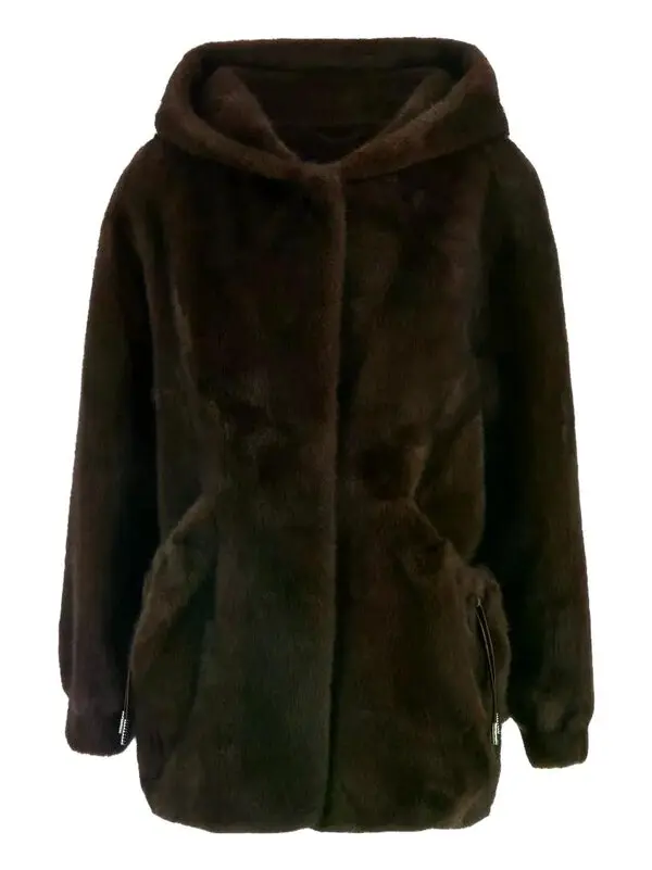 GIOVANNI PARIS Selena Hooded Faux-fur Coat - Brown