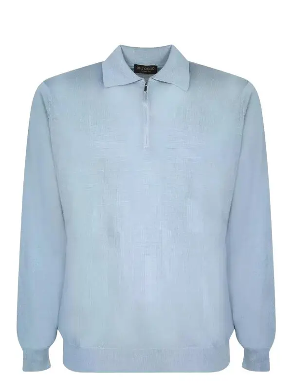 DELL'OGLIO Quarter-zip Knitted Polo Shirt - Blue