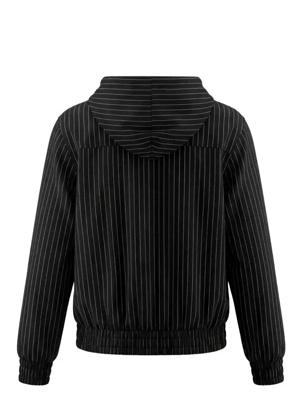 ALIS Pinstripe-print Hooded Bomber Jacket - Black