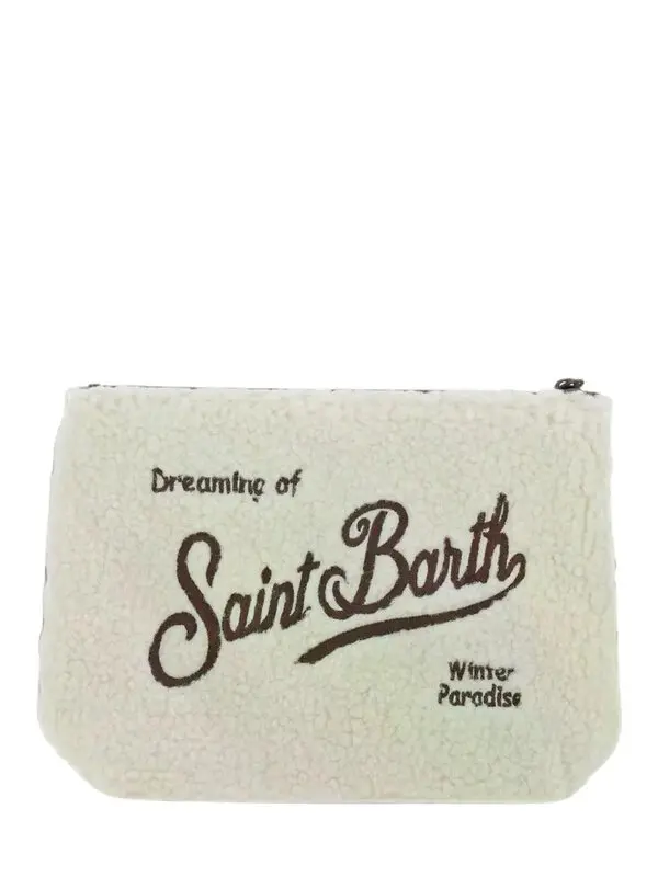 MC2 SAINT BARTH Logo-embroidered Borg Clutch Bag - Neutrals