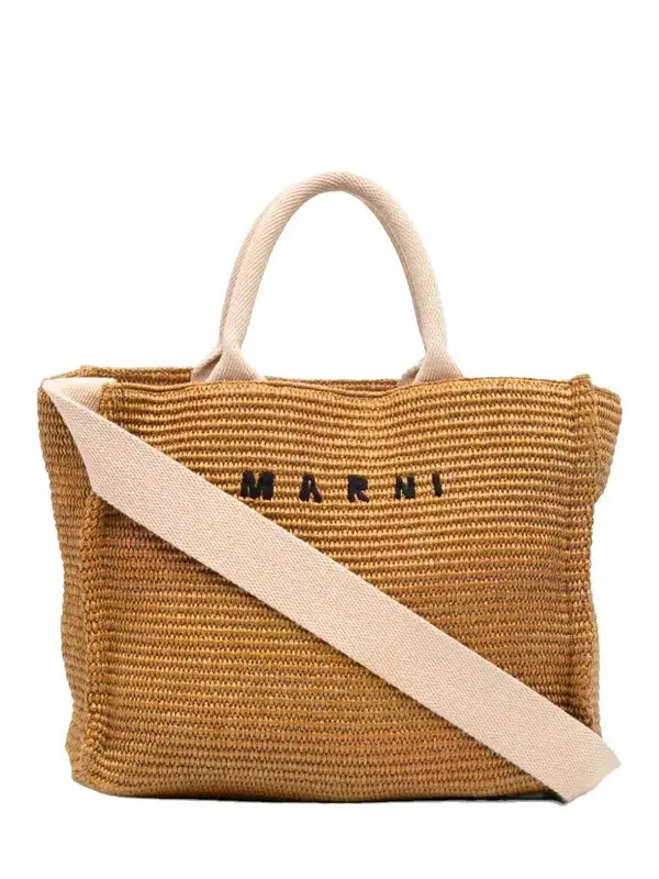Marni 2000-2026 Small Raffia Effect East West Satchel - Neutrals