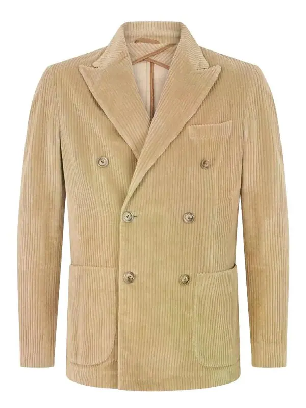 Fedeli Double-breasted Corduroy Blazer - Neutrals