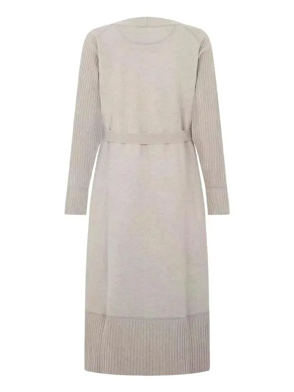 Fedeli Belted Ribbed-sleeve Cardigan - Grey