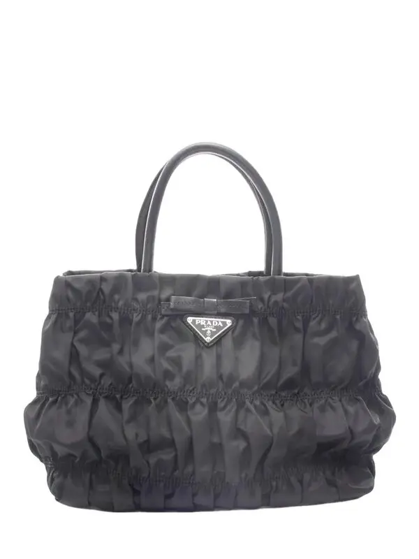 Prada 2010s Tessuto Gaufre Tote Bag - Black