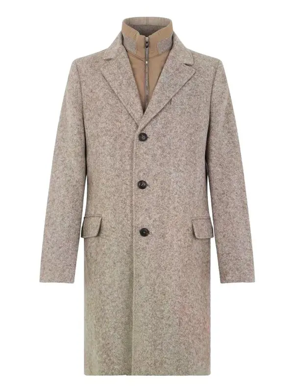 Fedeli Herringbone-pattern Single-breasted Coat - Neutrals