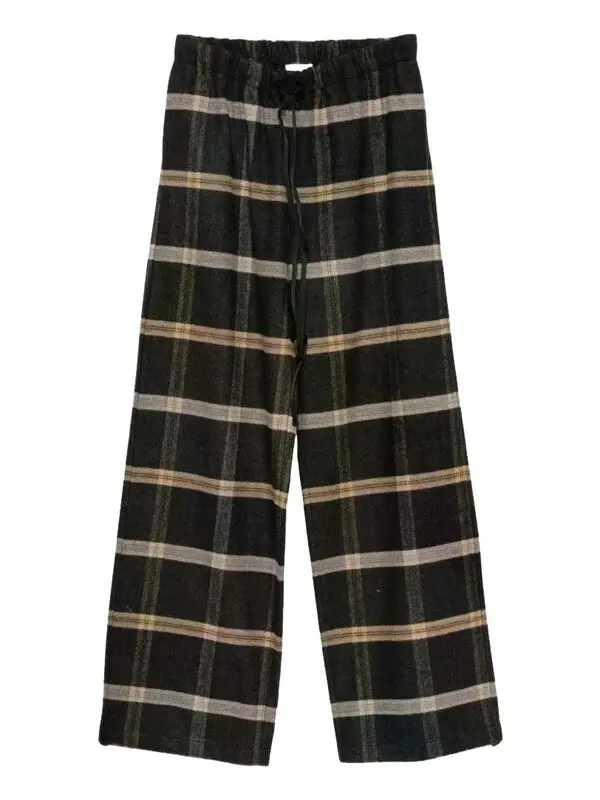 ALYSI Checked Palazzo Pants - Grey