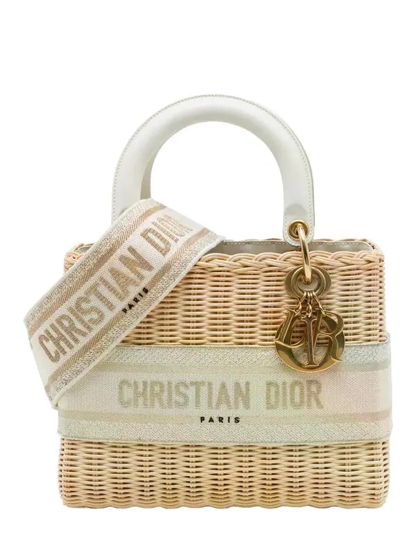 Dior 2021 Medium Wicker Oblique Lady Satchel - Neutrals