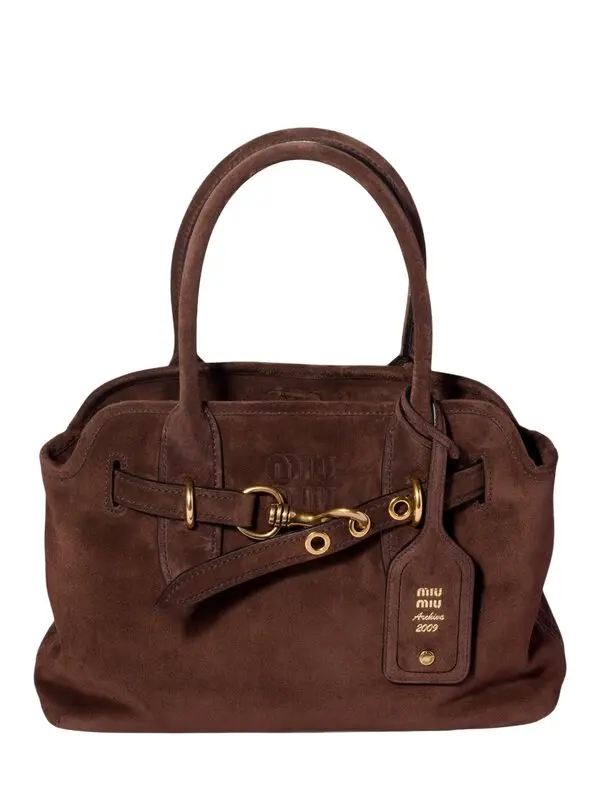 Miu Miu Suede Aventure Top-handle Bag - Brown