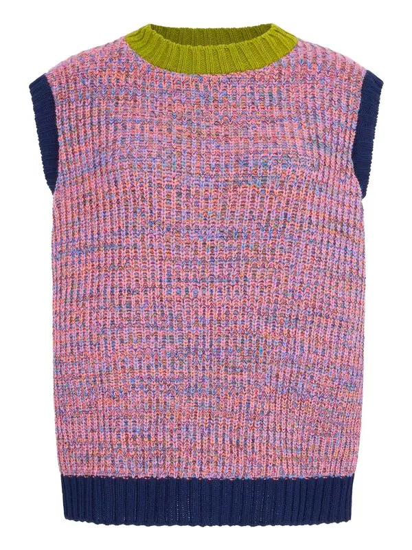 CARA & THE SKY Ada Slipover Side Split Knitted Vest In Navy - Blue