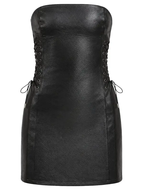 OW Iselin Faux Leather Mini Dress - Black