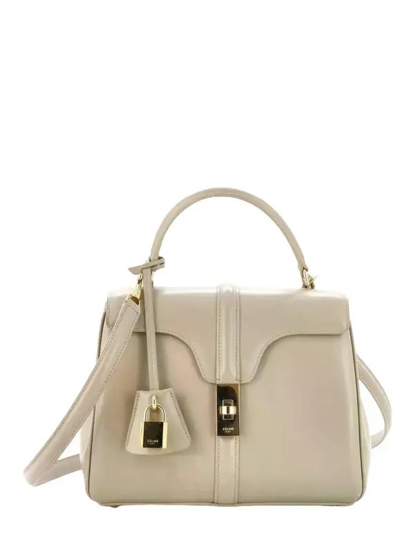 Celine 16 Top Handle Bag Smooth Calfskin Small Satchel - Neutrals