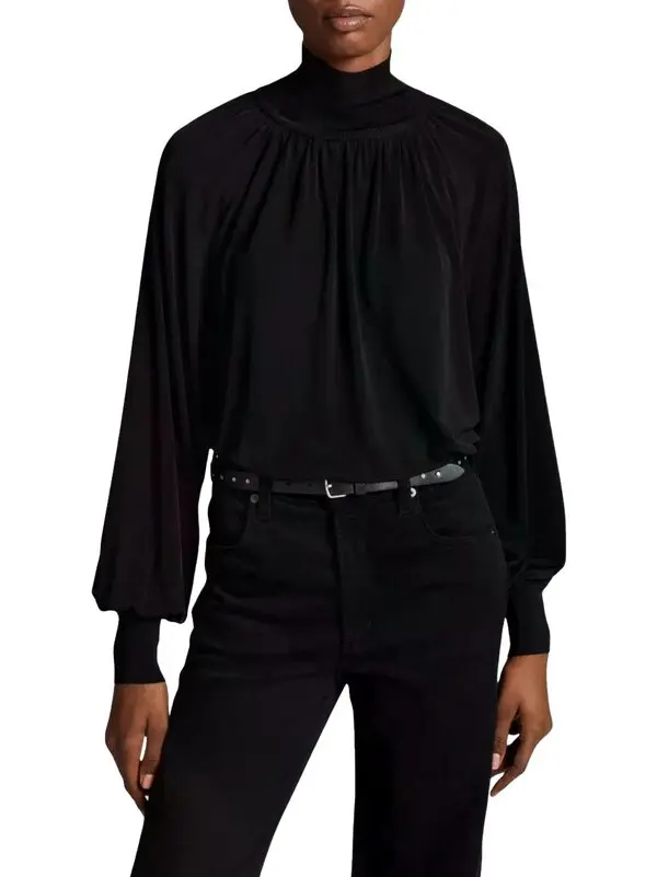 Vince Gathered High-neck Blouse - Black