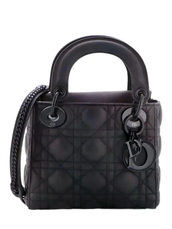 Dior Ultra Matte Lady Chain Bag Cannage Quilt Calfskin Mini Shoulder Bag - Black