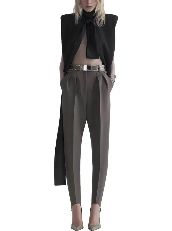 MUGLER Taupe Carrot Pants - Grey