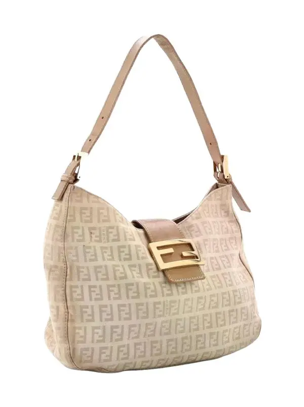 Fendi Zucchino Canvas Medium Shoulder Bag - Neutrals