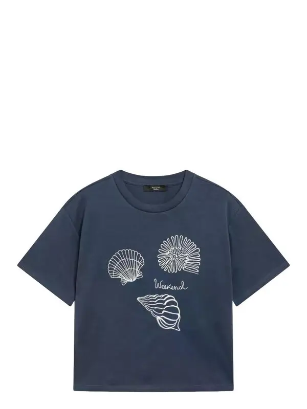 Max Mara Shell-embroidered T-shirt - Blue