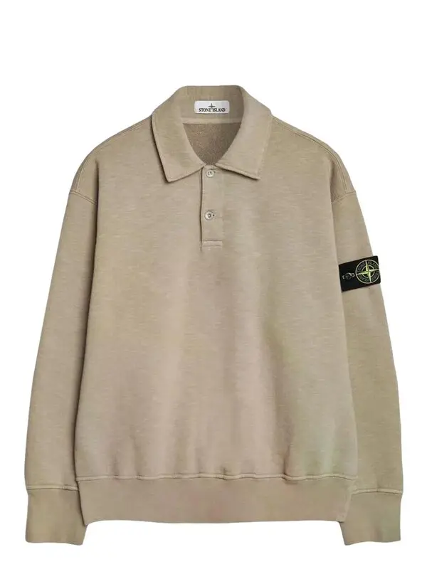Stone Island Logo-patch Long-sleeve Polo Shirt - Neutrals