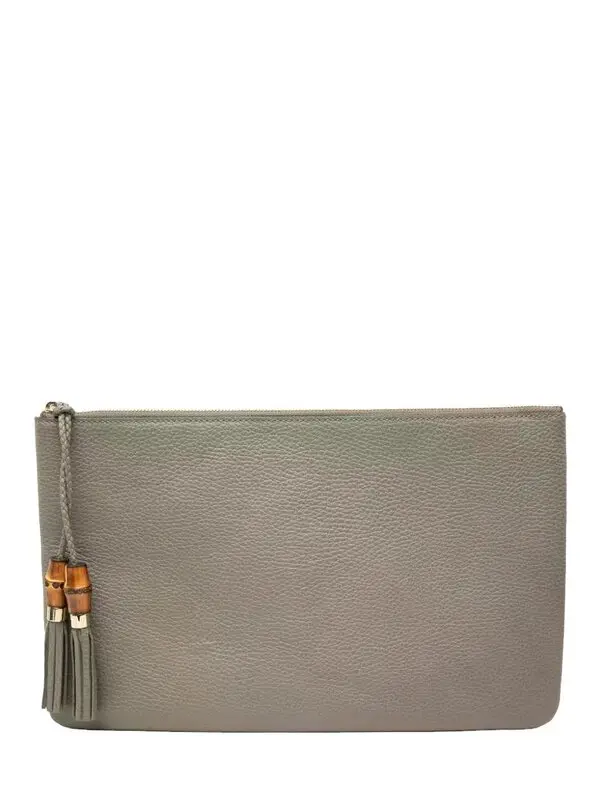 Gucci 2000-2015 Calfskin Bamboo Tassel Clutch Bag - Grey