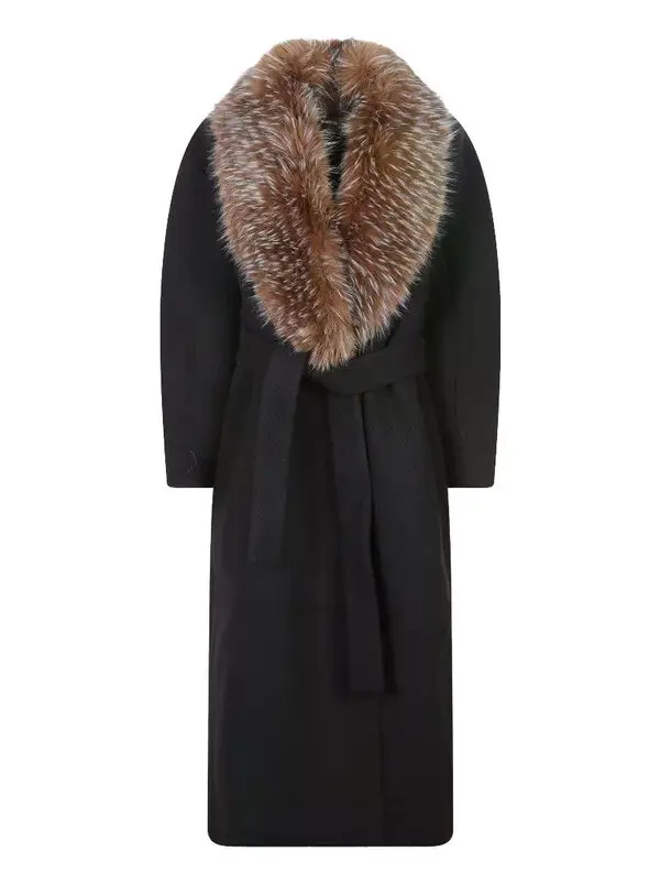 Zimmermann Valiant Fur-trim Belted Coat - Black