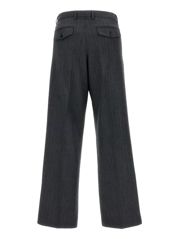 SUNFLOWER Pinstripe-pattern Pleated Trousers - Grey